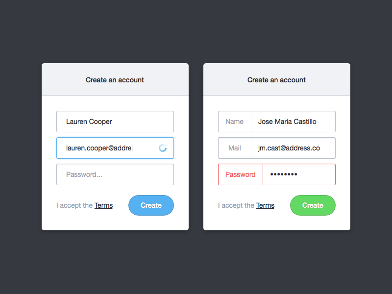 Create An Account Form Freebie - Download Sketch Resource - Sketch Repo
