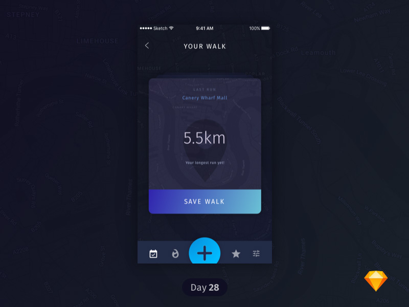 Walking App Freebie - Download Sketch Resource - Sketch Repo