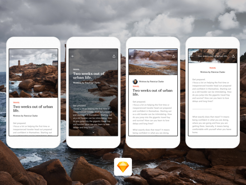 Article Layout Screens Freebie - Download Sketch Resource - Sketch Repo