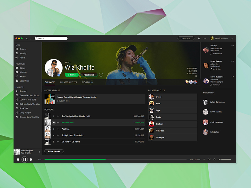 Spotify App Design in Sketch Freebie - Download Sketch Resource ...