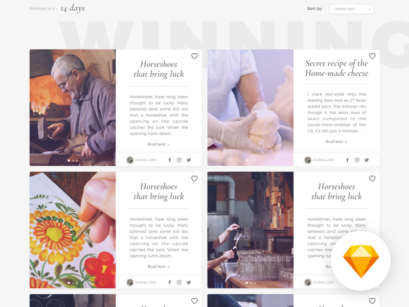 Blog Cards Layout Freebie - Download Sketch Resource - Sketch Repo