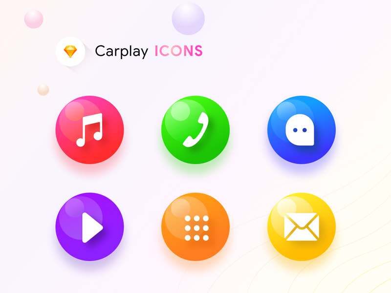 Glossy CarPlay Icons Freebie - Download Sketch Resource - Sketch Repo