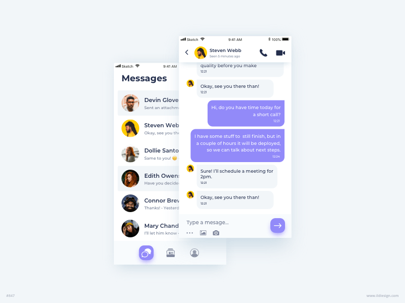 Chat Messages UI Design Freebie - Download Sketch Resource - Sketch Repo