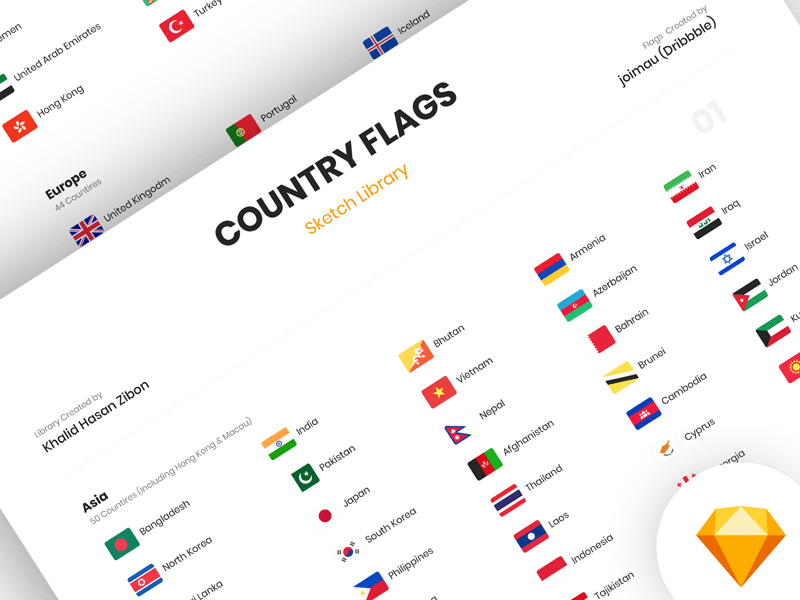 Country Flags Sketch Library Freebie - Download Sketch Resource ...