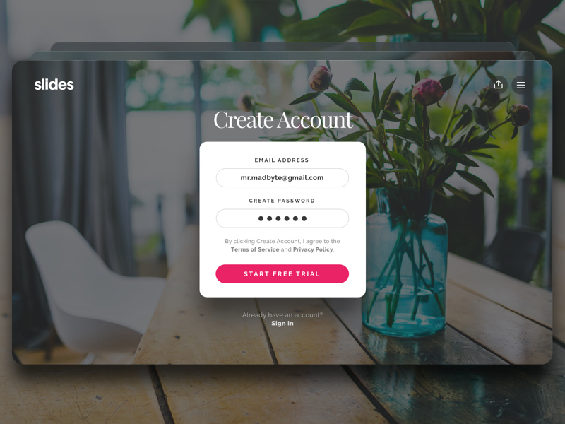 Slides: Registration Form Freebie - Download Sketch Resource - Sketch Repo