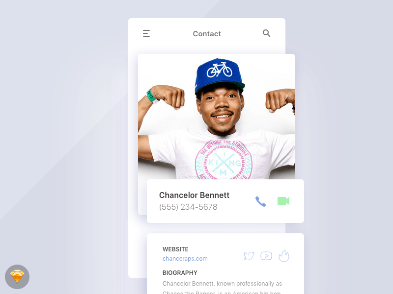 Contact Profile Screen Freebie - Download Sketch Resource - Sketch Repo