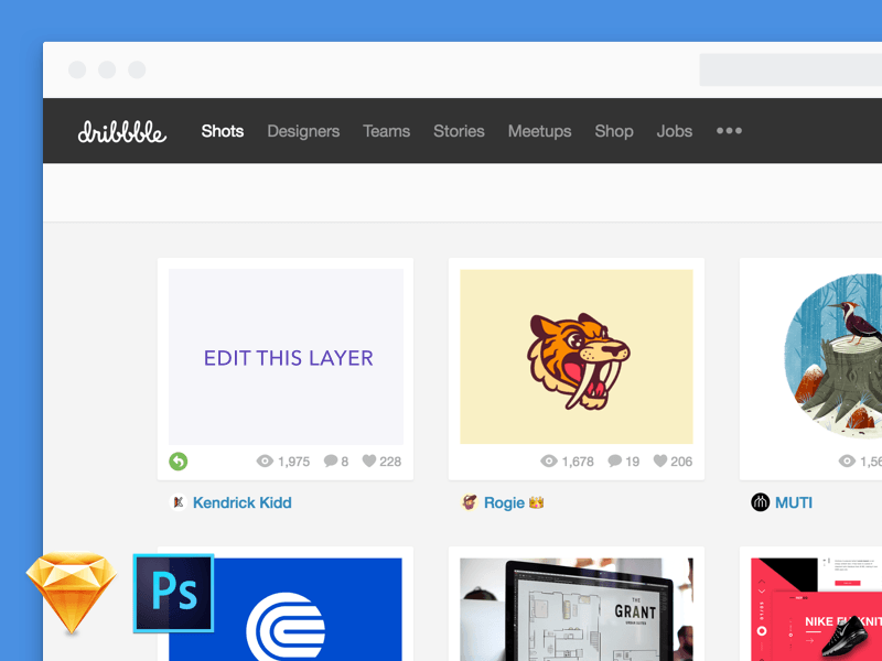 Dribbble Shot Previewer v2 Freebie - Download Sketch Resource - Sketch Repo