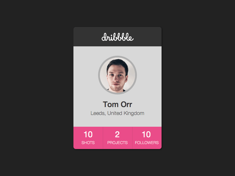 Dribbble User Profile Freebie - Download Sketch Resource - Sketch Repo