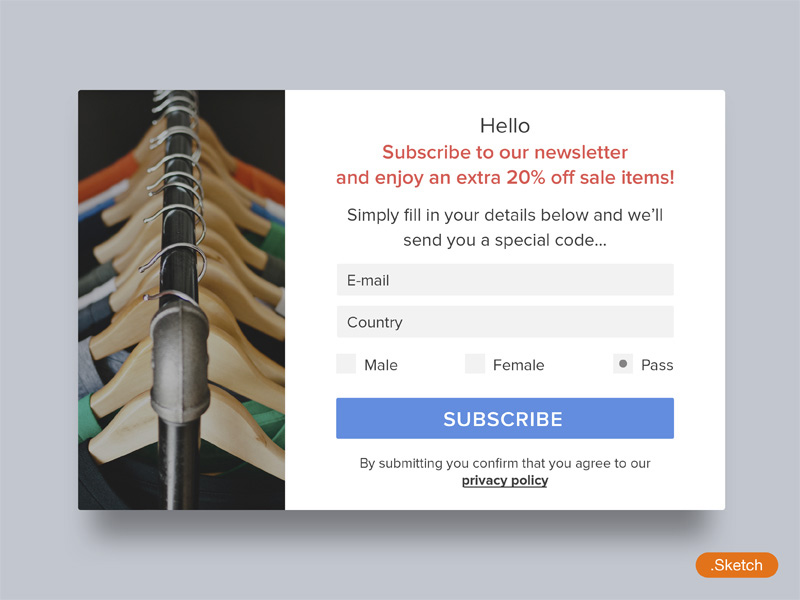 Subscribe Form Screen Freebie - Download Sketch Resource - Sketch Repo