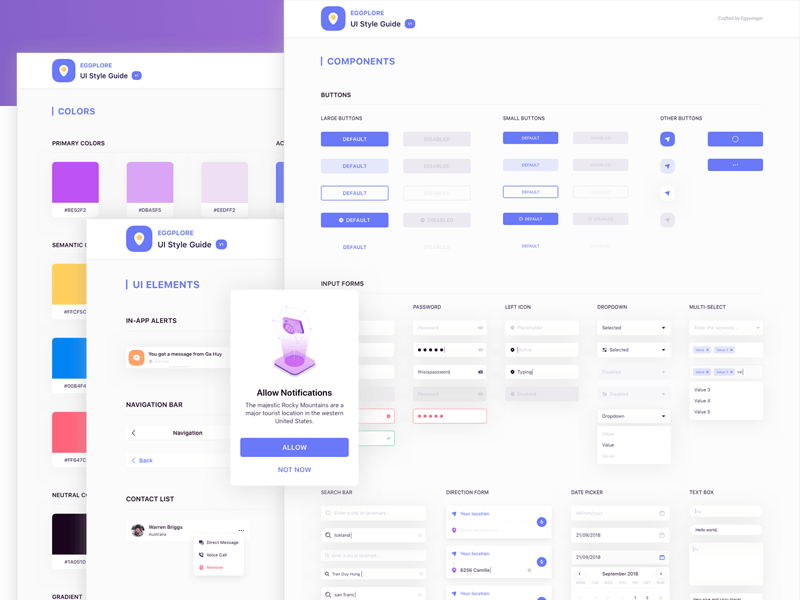 UI Styleguide Sketch - Eggplore Freebie - Download Sketch Resource ...