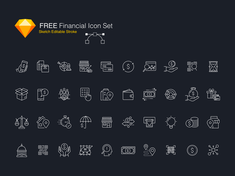 Financial Icons Set Freebie - Download Sketch Resource - Sketch Repo