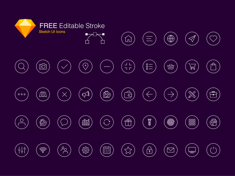 Editable Stroke Icon Set Freebie - Download Sketch Resource - Sketch Repo