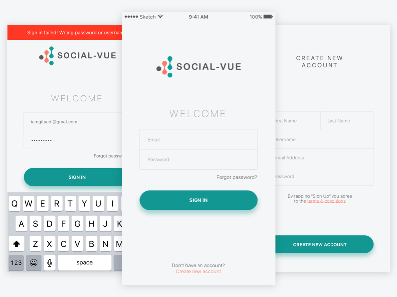 Simple Sign in & Sign up Screens Freebie - Download Sketch Resource ...