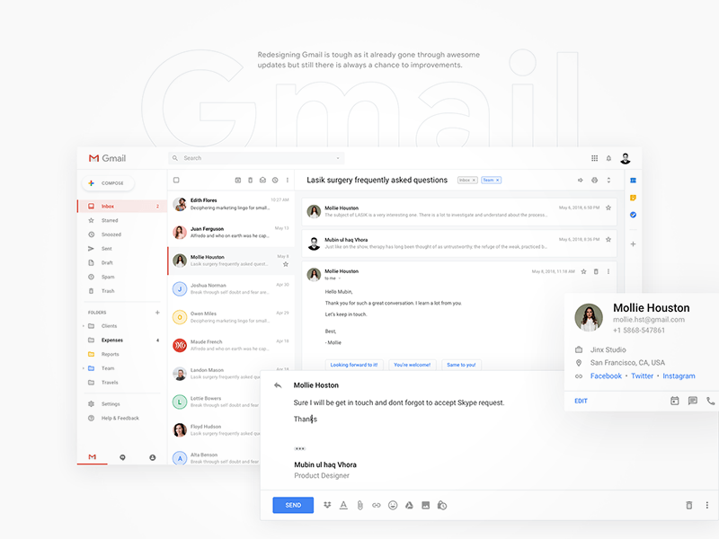 Gmail Redesign in Sketch Freebie - Download Sketch Resource - Sketch Repo