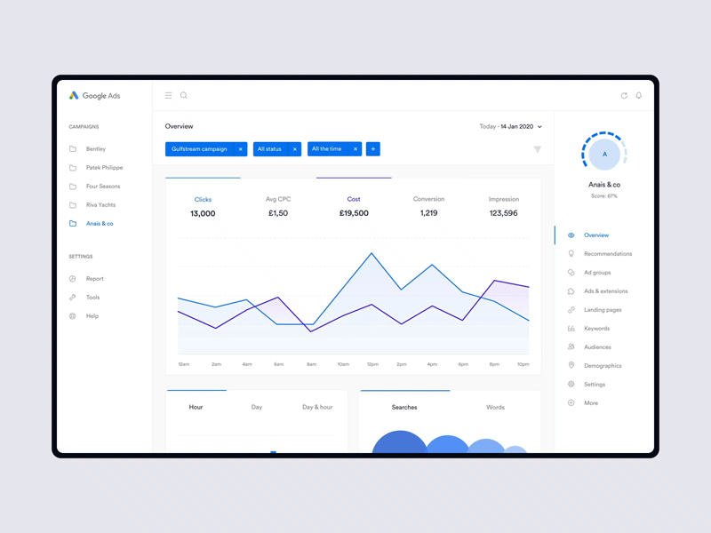 Google AdWords UI Concept Freebie - Download Sketch Resource - Sketch Repo