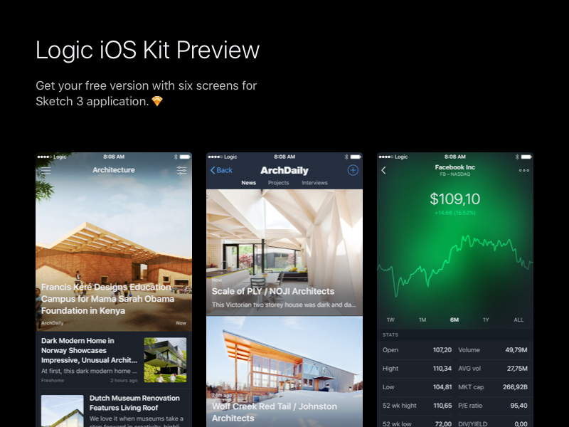 Logic iOS Kit Preview Freebie - Download Sketch Resource - Sketch Repo