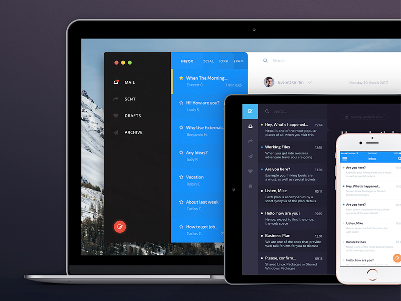 Envelope - Mail App UI Kit Free Sample Freebie - Download Sketch ...