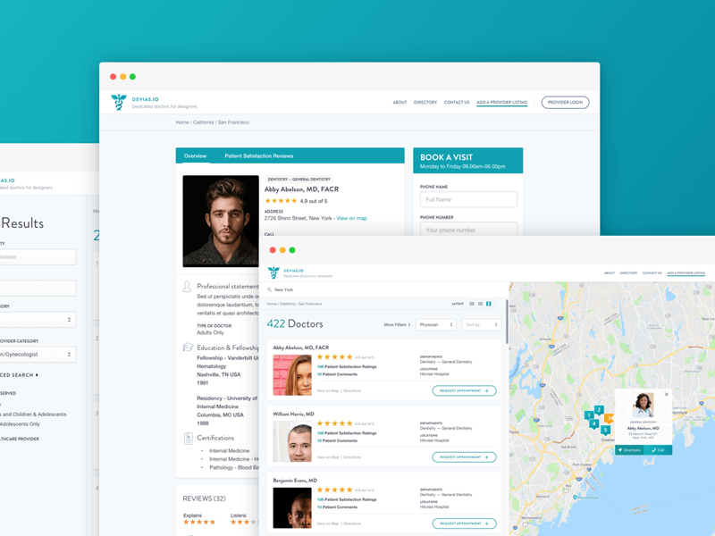Medical Directory Web App Kit Freebie - Download Sketch Resource ...
