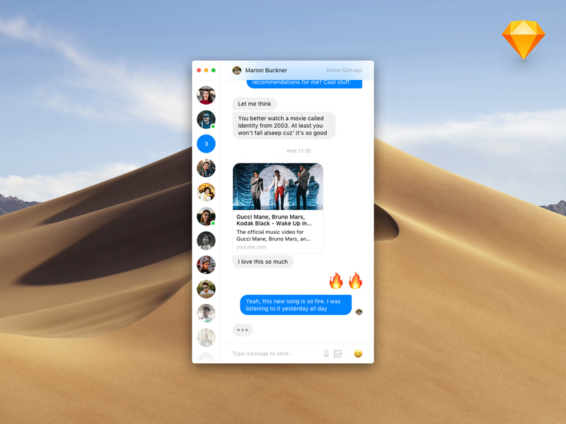 Minimalist Messenger Light Theme Freebie - Download Sketch Resource ...