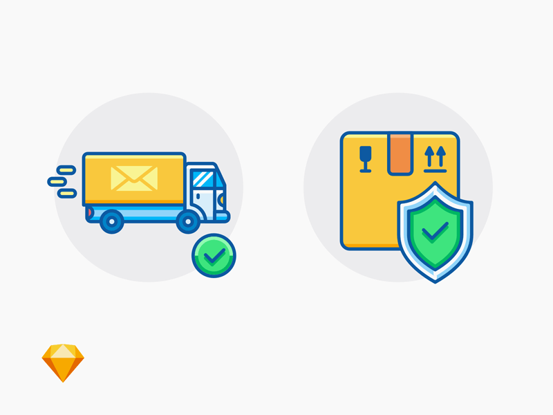 On The Way Icon & Package Insurance Icon Freebie - Download Sketch ...