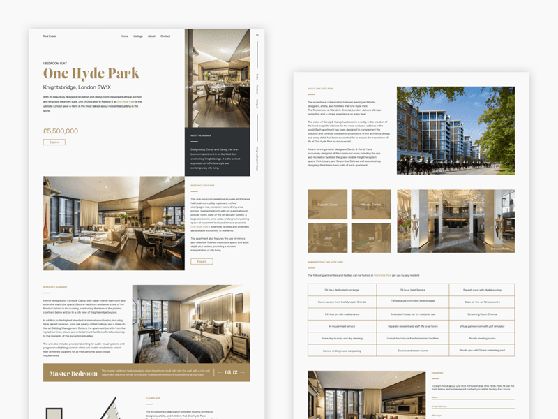 Luxury Real Estate Unit Listing Page Template Freebie - Download Sketch ...