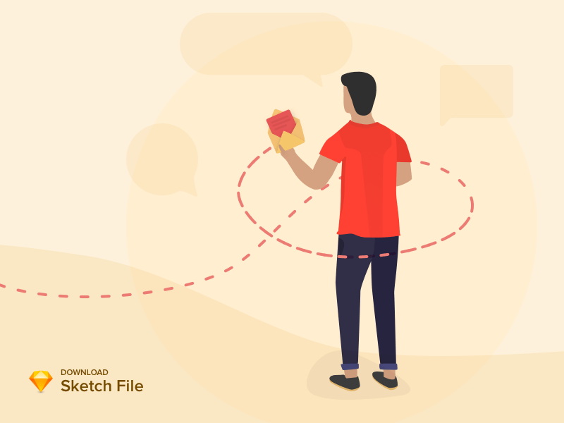 Reading Email Illustration Freebie - Download Sketch Resource - Sketch Repo