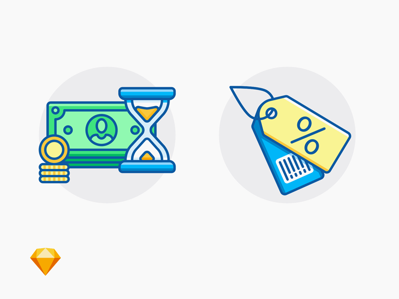 On Sale Icon & Waiting for Payment Icon Freebie - Download Sketch ...