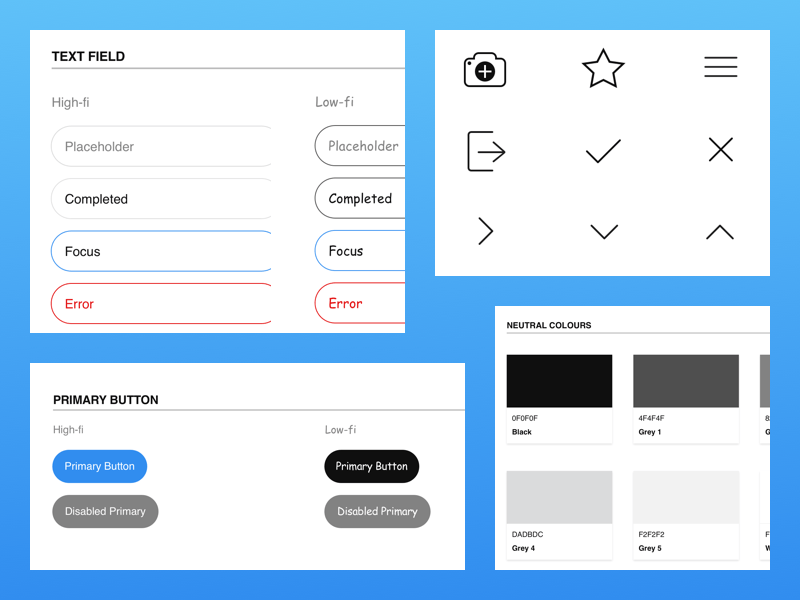 Low-fi & High-fi Wireframe Kit Freebie - Download Sketch Resource ...