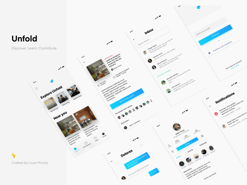 Unfold - App UI Kit Freebie - Download Sketch Resource - Sketch Repo
