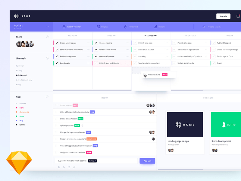 Weekly Planner Dashboard Freebie - Download Sketch Resource - Sketch Repo
