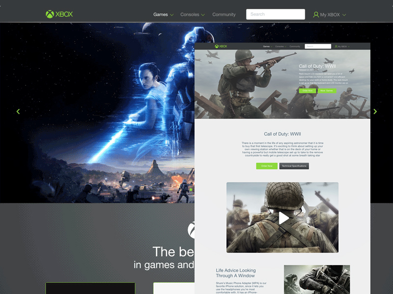Xbox Website Redesign Freebie - Download Sketch Resource - Sketch Repo