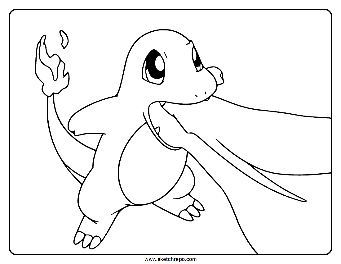 Charmander Fire Breathing Coloring Page - Sketch Repo