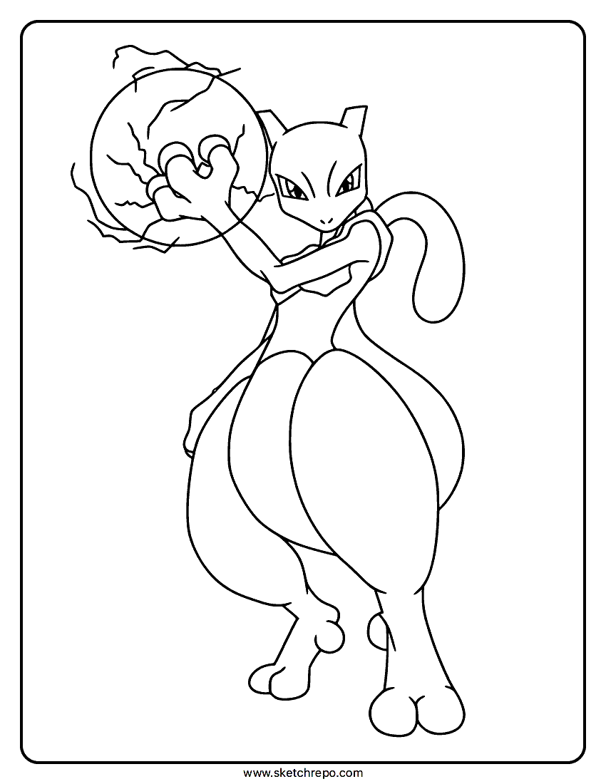 Pokemon Mewtwo Returns Coloring Sheet - Sketch Repo